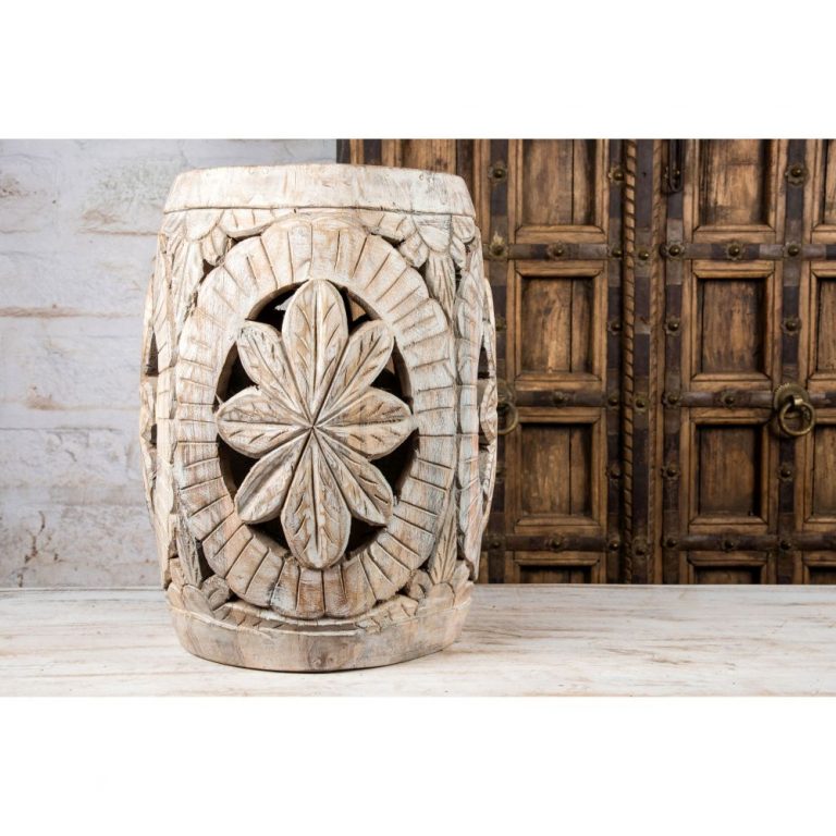 WHITEWASH CARVED INDIAN SWING - Chisel and Log