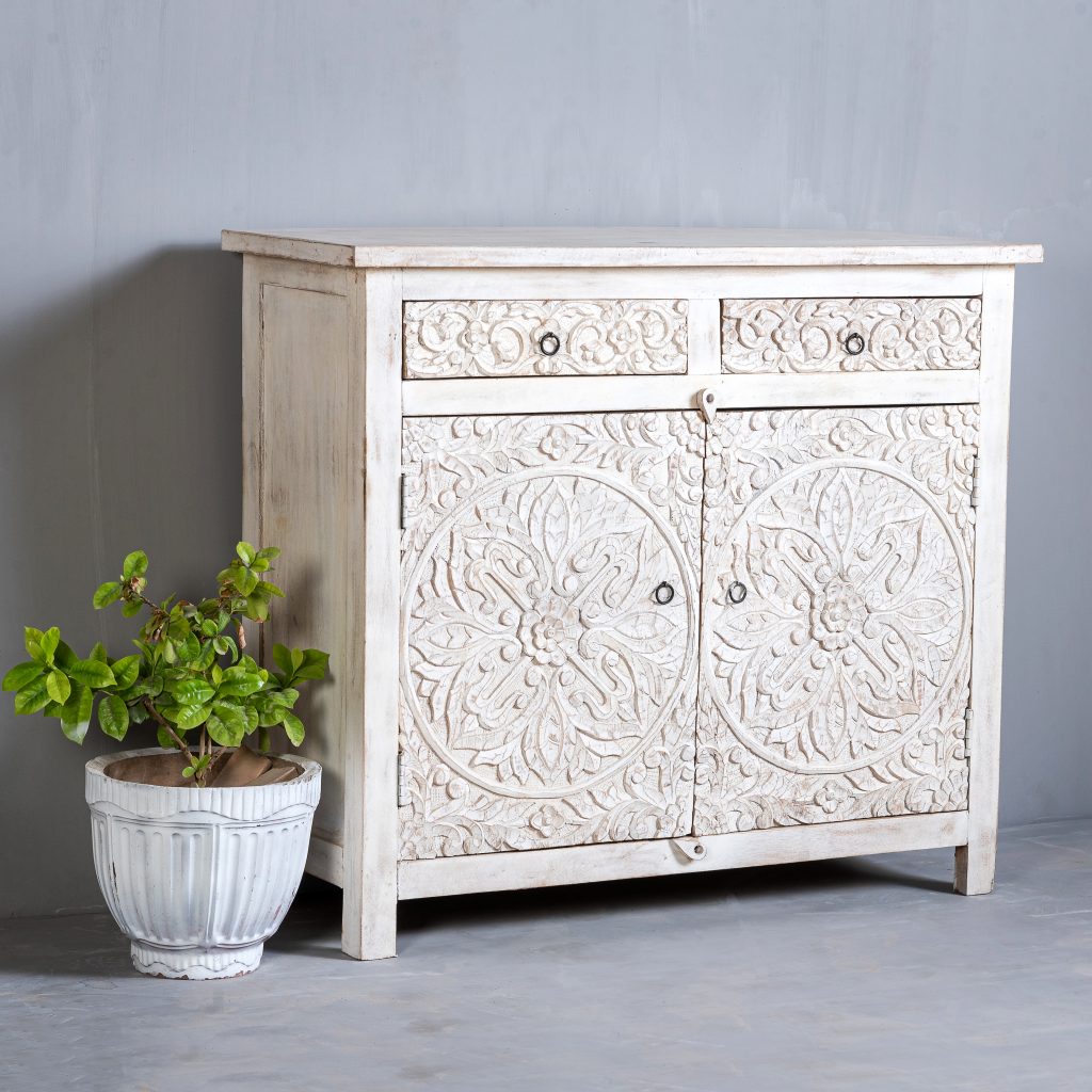 CARVED INDIAN SIDEBOARD - Chisel and Log