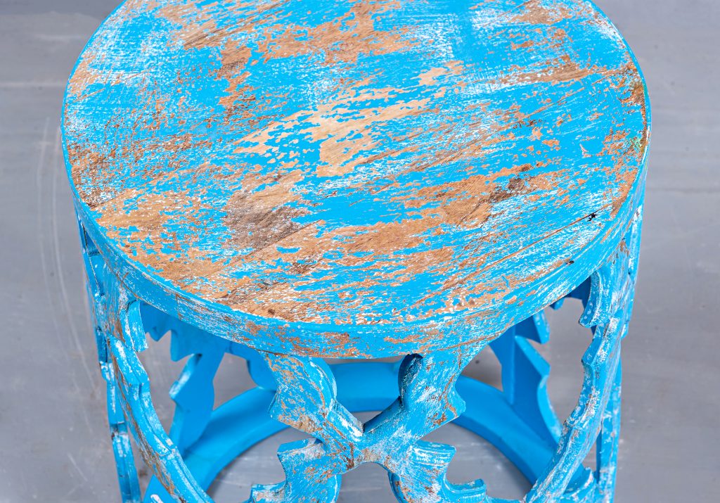 TURQUOISE ROUND STOOL - Chisel and Log