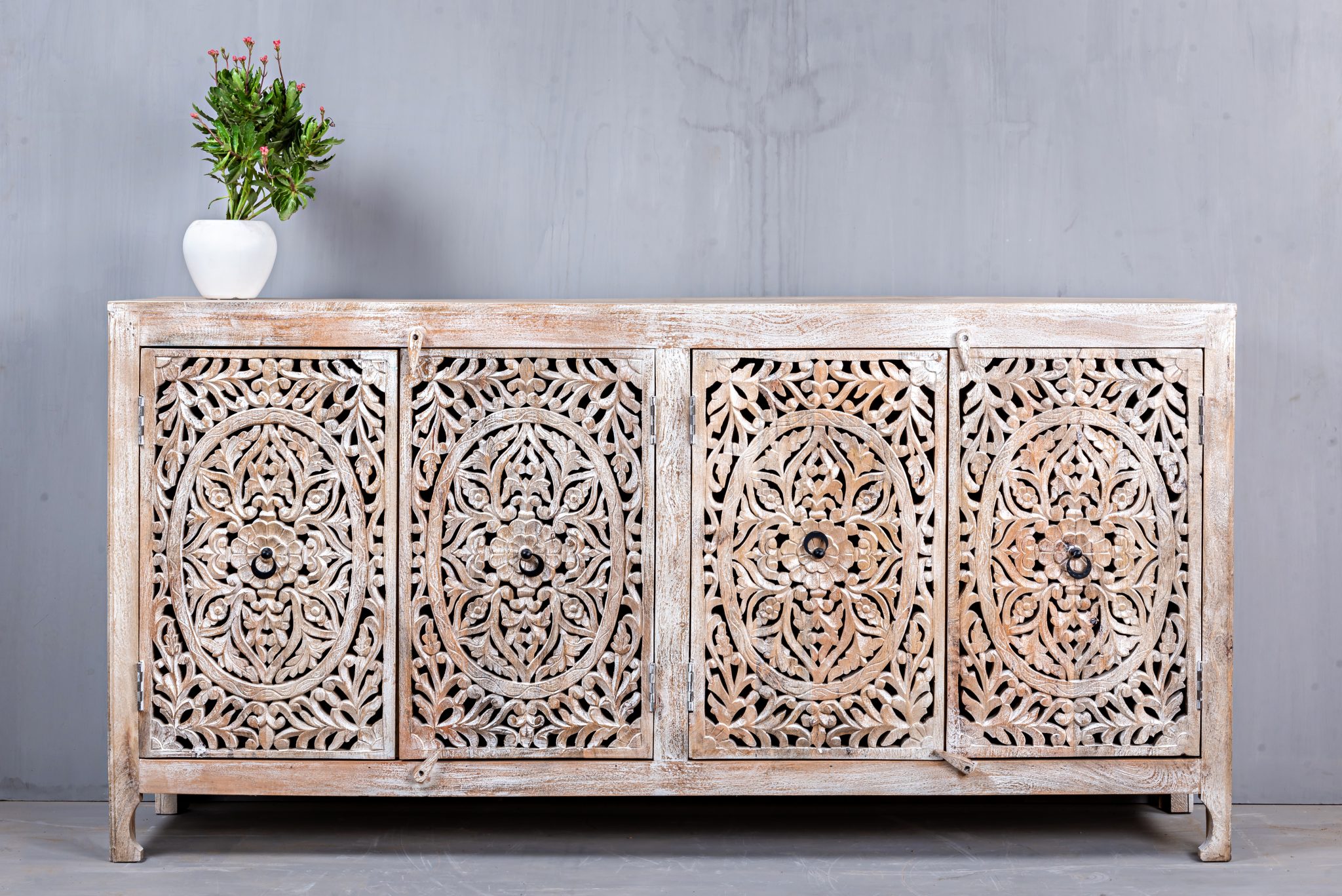 SANDBLASTED HAND CARVED SIDEBOARD - Chisel and Log