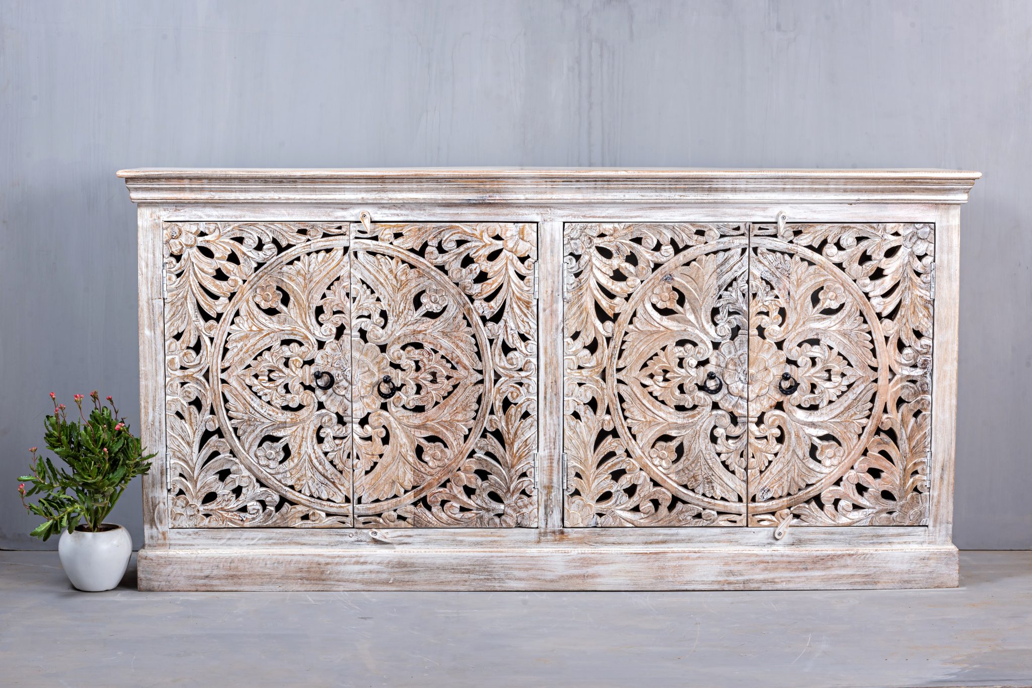 CARVED INDIAN SIDEBOARD - Chisel and Log