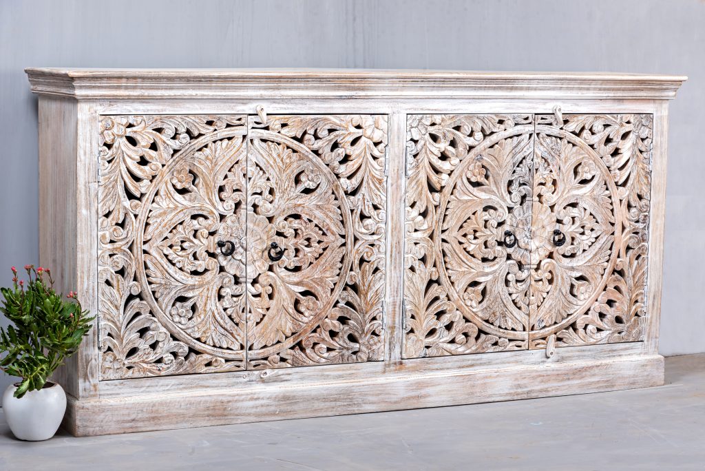 CARVED INDIAN SIDEBOARD - Chisel and Log