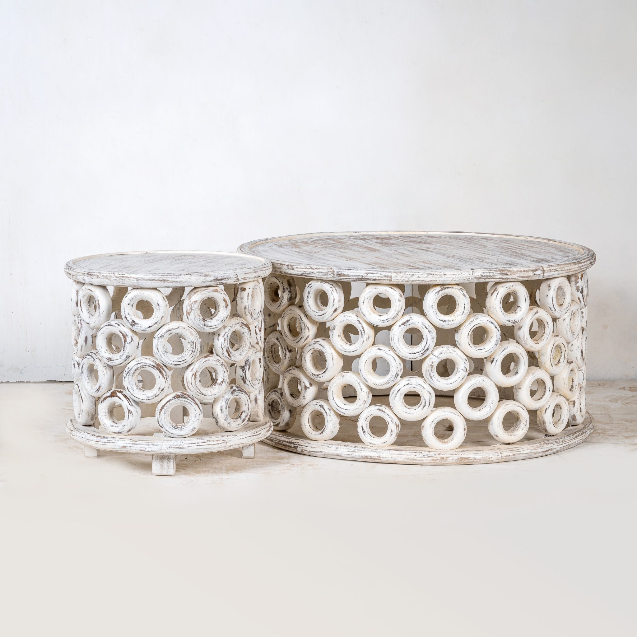 WHITEWASH CARVED INDIAN SWING - Chisel and Log