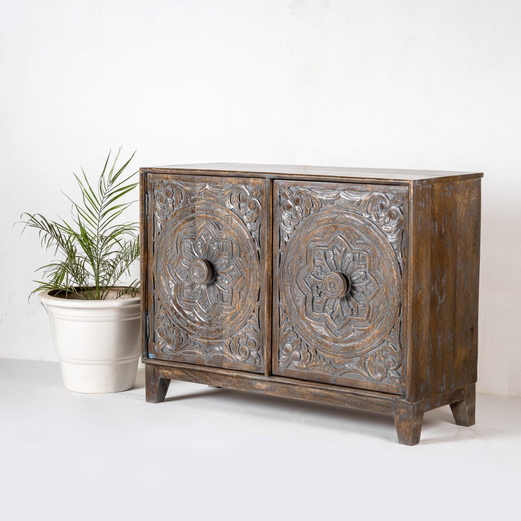 BROWN TWO DOOR SIDEBOARD - Chisel and Log