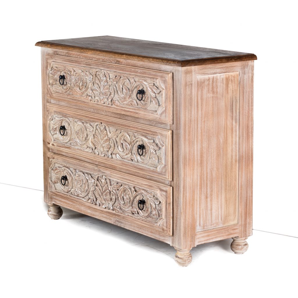 Carved Indian Chest of Drawers - Chisel and Log