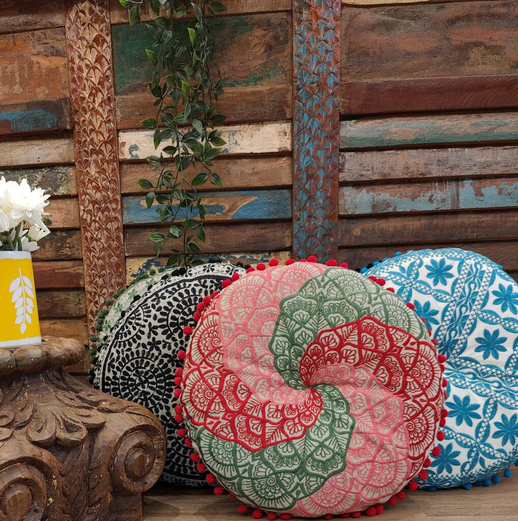 Yoga Cushion (Multi Colour Bright Pink Spiral) - Chisel and Log